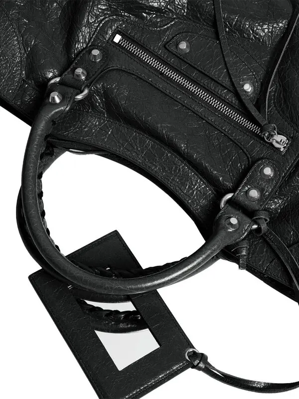 Balenciaga Le City Bag Medium In Arena Lambskin - Black