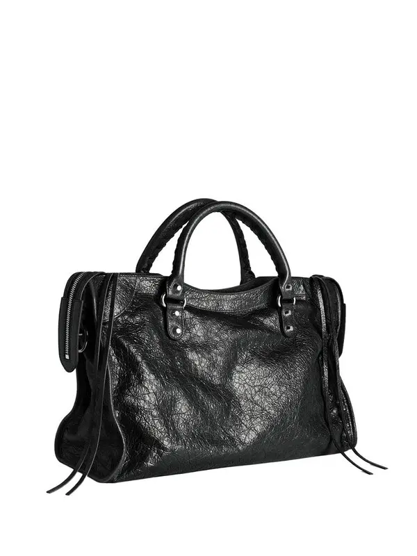 Balenciaga Le City Bag Medium In Arena Lambskin - Black