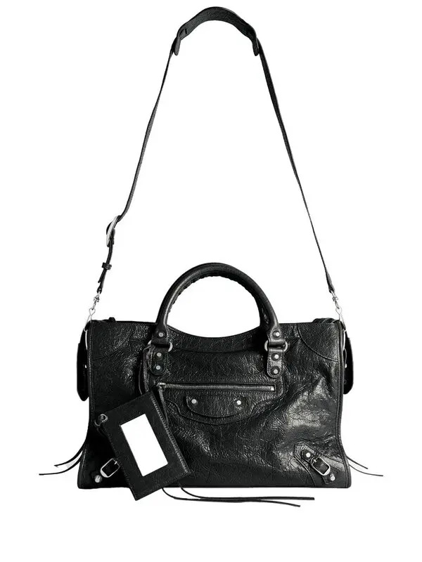 Balenciaga Le City Bag Medium In Arena Lambskin - Black