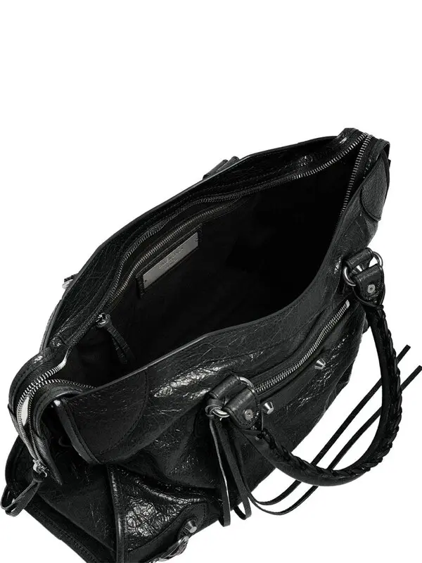 Balenciaga Le City Bag Medium In Arena Lambskin - Black