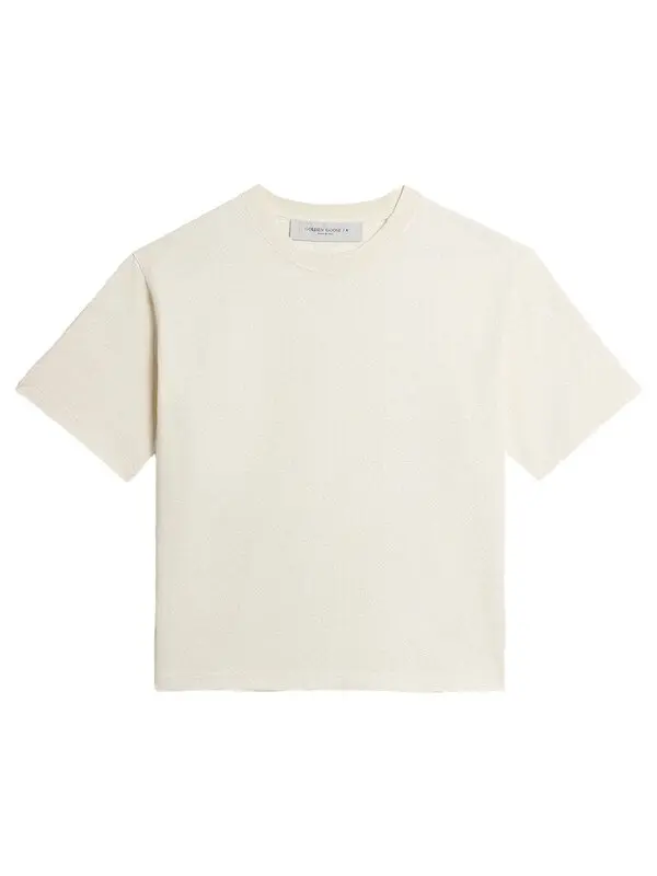 GOLDEN GOOSE Aged-effect Cotton T-shirt With Reverse Logo On The Back - Multicolor