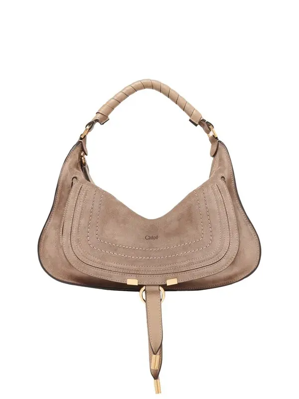 Chloé Small Marcie Shoulder Bag In Suede Leather - Brown
