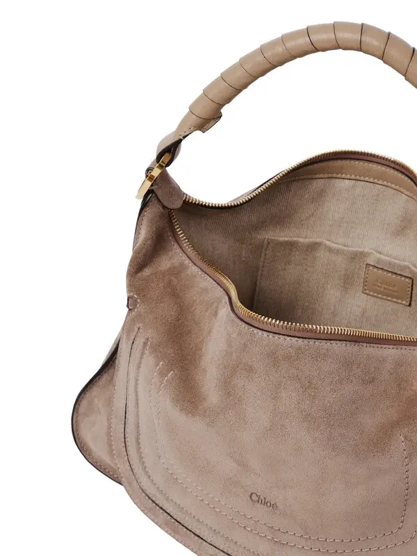 Chloé Small Marcie Shoulder Bag In Suede Leather - Brown