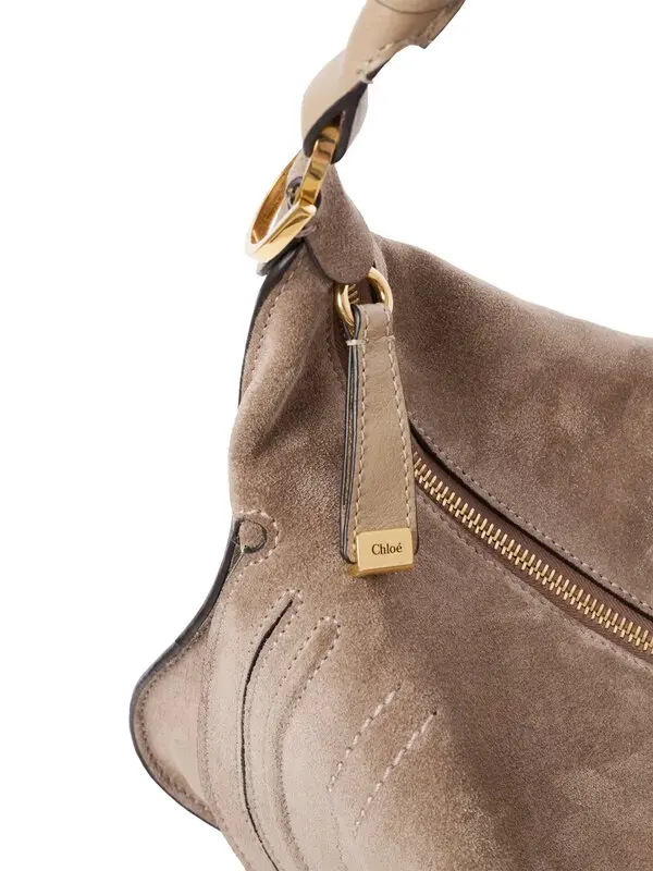 Chloé Small Marcie Shoulder Bag In Suede Leather - Brown