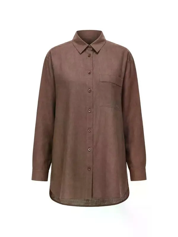 Max Mara Chest-pocket Linen Shirt - Brown