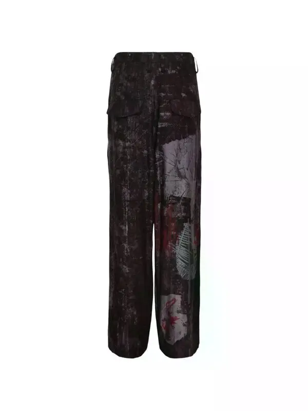 Y’s Graphic-print Wide-leg Trousers - Black