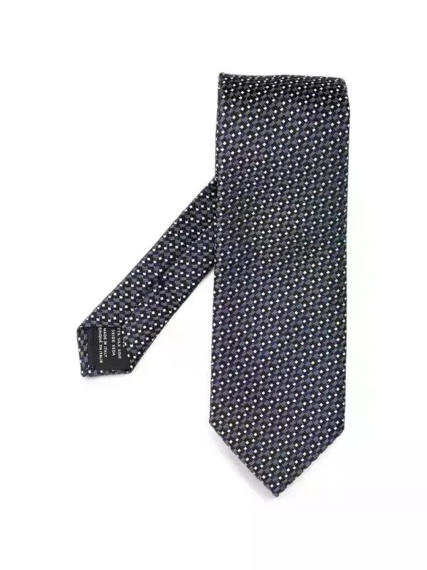 TOM FORD Geometric-pattern Silk Tie - Blue