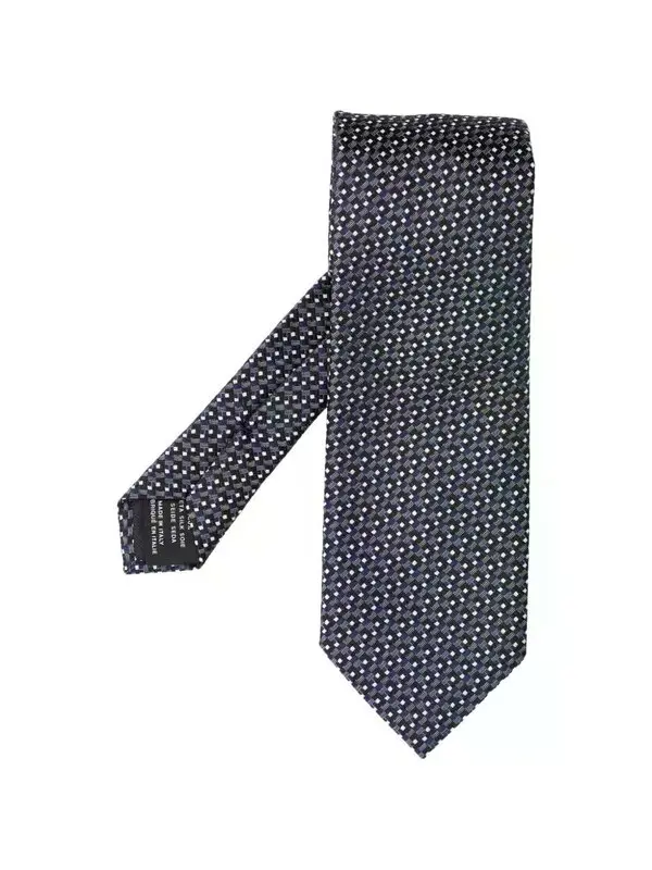 TOM FORD Silk Neck Tie With Geometric Pattern - Blue