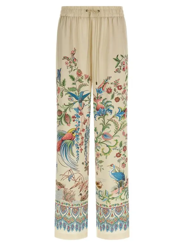 Etro Flora And Fauna Printed Trousers - Cream
