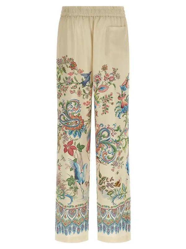 Etro Flora And Fauna Printed Trousers - Cream