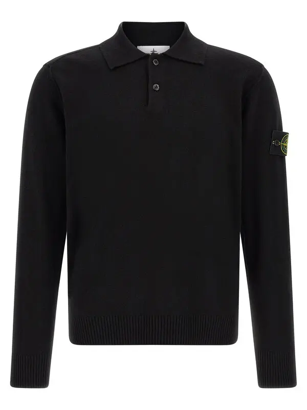 Stone Island Badge Polo Shirt - Black