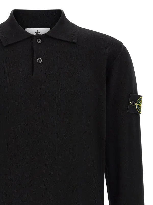 Stone Island Badge Polo Shirt - Black