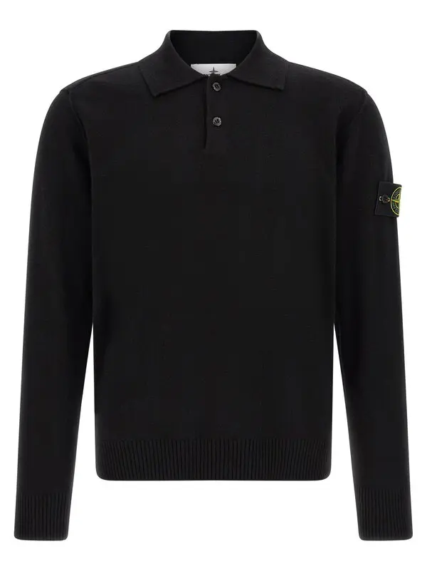 Stone Island Badge Polo Shirt - Black