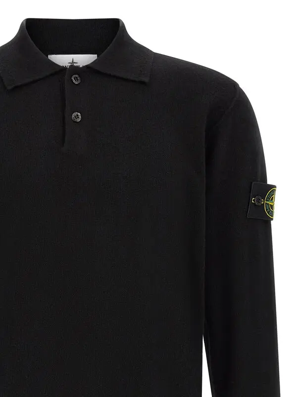 Stone Island Badge Polo Shirt - Black