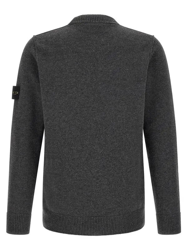 Stone Island Crew Neck Wool Blend Sweater - Gray