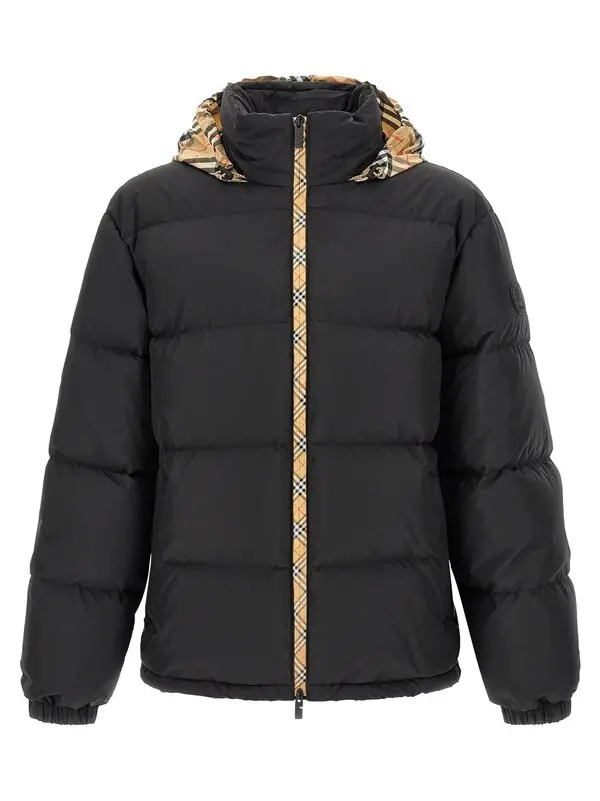 Burberry Snowdon Down Jacket With Check Detail