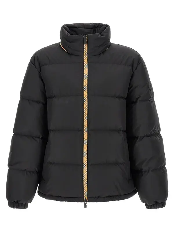 Burberry Snowdon Down Jacket With Check Detail