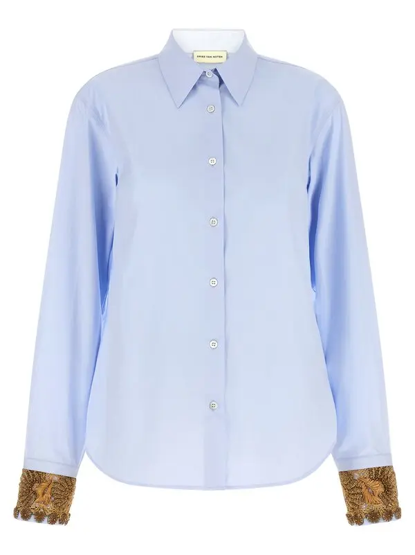 Dries Van Noten Chloris" Embroidered Cuff Shirt - Blue