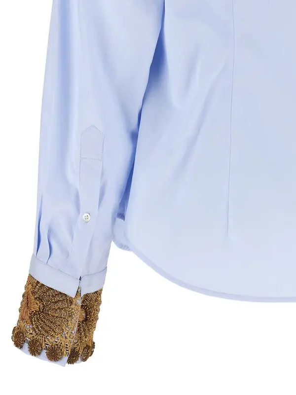 Dries Van Noten Chloris" Embroidered Cuff Shirt - Blue