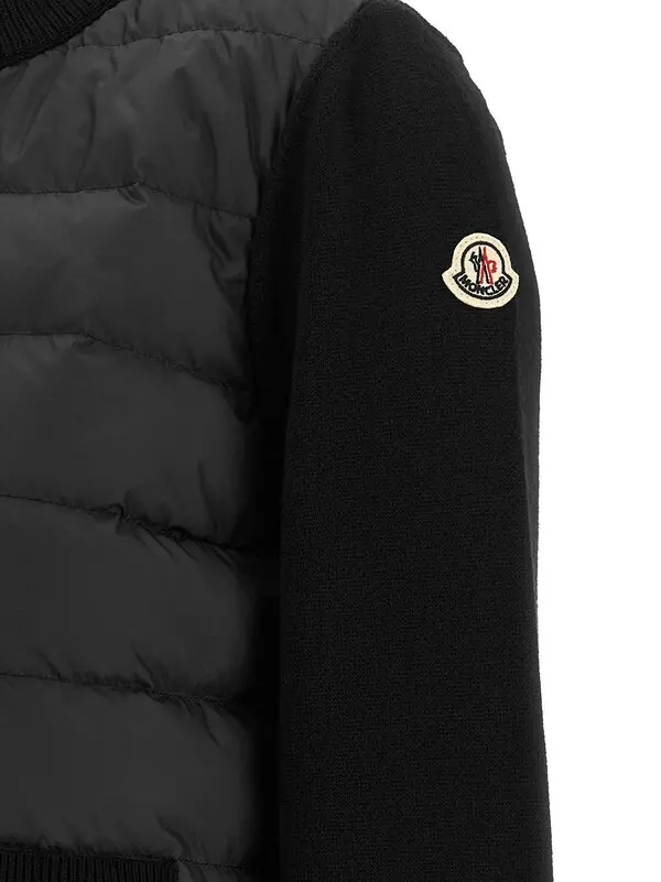 Moncler Padded Cardigan With Technical Fabric Front