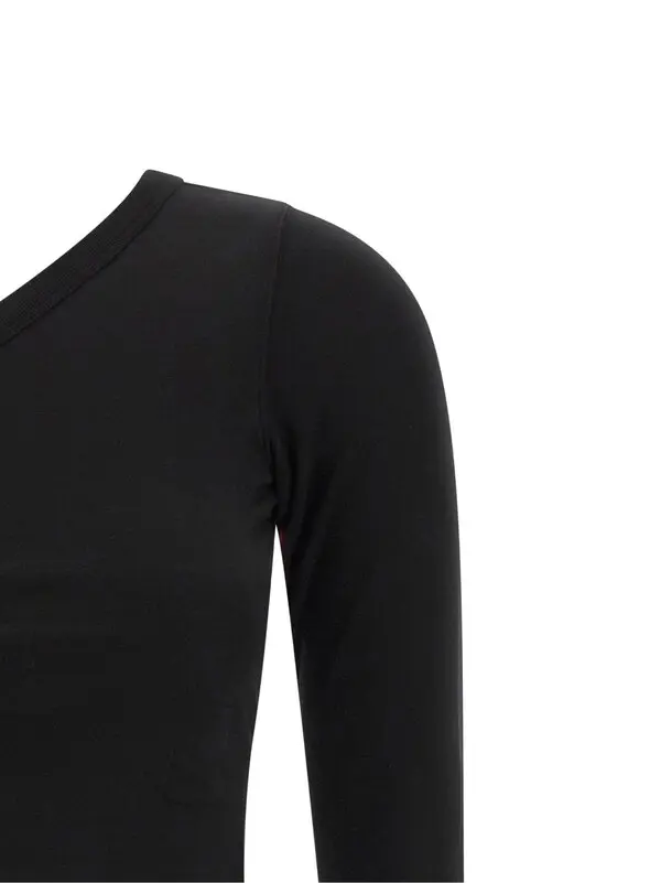 Rick Owens Ziggy One-shoulder Cropped Top With Ribbon Detail - Black