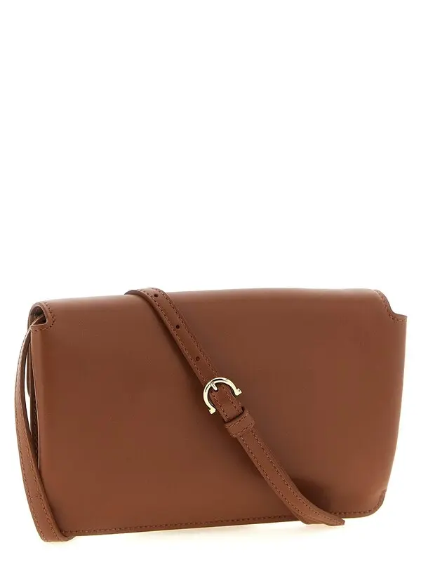 FERRAGAMO Harley' Smooth Calf Leather Clutch - Brown