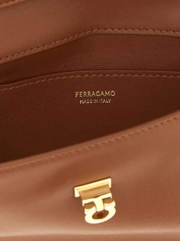 FERRAGAMO Harley' Smooth Calf Leather Clutch - Brown