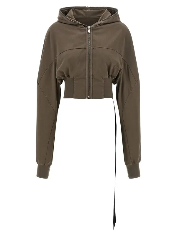 Rick Owens Collage Gimp Cropped Hoodie - Gray