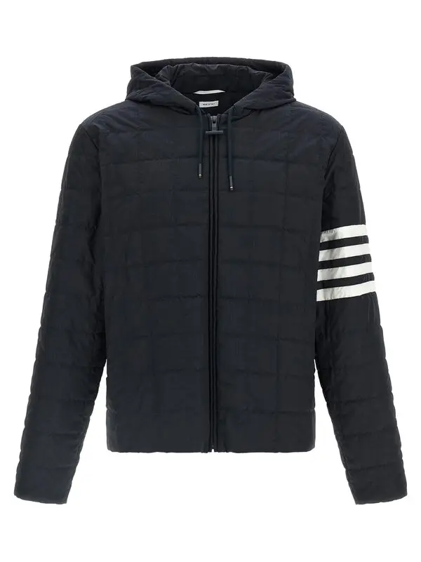 Thom Browne 4bar Ripstop Shiny Quilted Hooded Jacket - Blue
