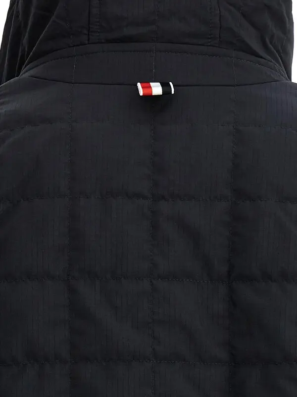 Thom Browne 4bar Ripstop Shiny Quilted Hooded Jacket - Blue