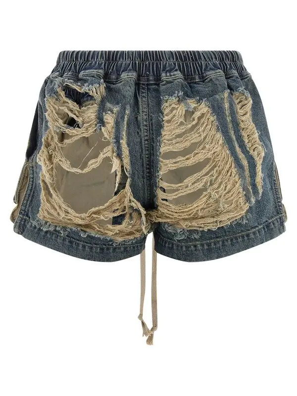 Rick Owens Fog Boxers" Distressed Denim Shorts - Blue