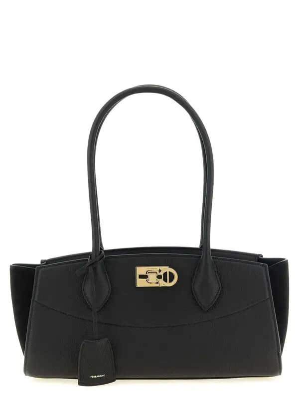 FERRAGAMO Studio Soft East West Shoulder Bag - Black