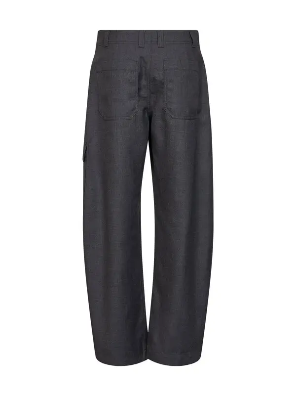 Brunello Cucinelli Dark Grey Virgin Wool Twill Barrel Cargo Trousers