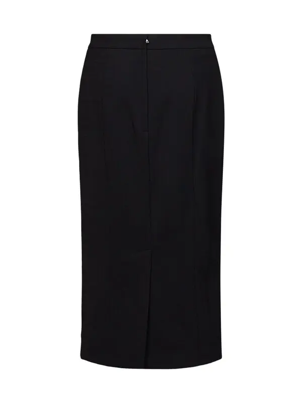 Dolce & Gabbana Black Stretch Wool Midi Pencil Skirt