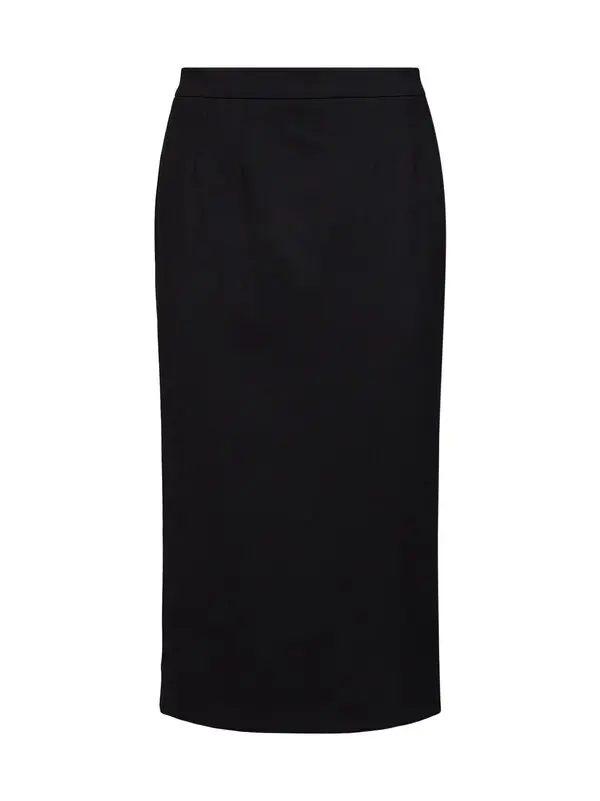 Dolce & Gabbana Black Stretch Wool Midi Pencil Skirt - Multicolor