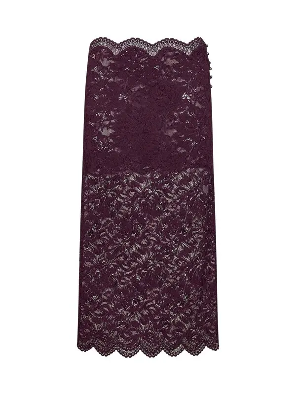 Rabanne Layered Stretch Lace Midi Skirt - Multicolor