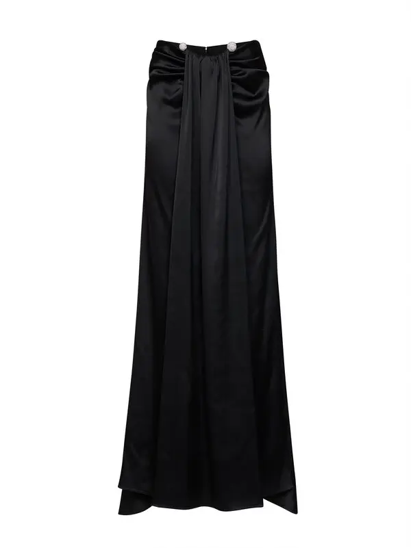 Giuseppe Di Morabito Black Satin Maxi Skirt With Crystal Embellishment - Multicolor