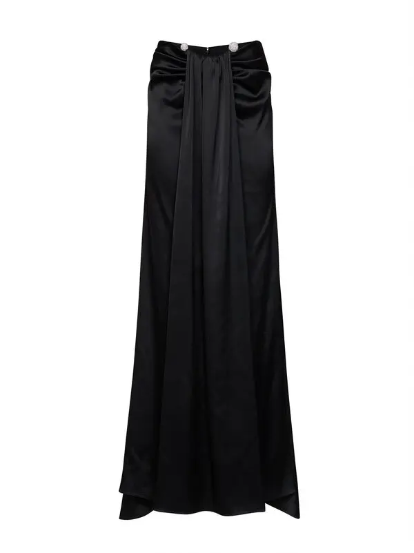 Giuseppe Di Morabito Black Satin Maxi Skirt With Crystal Embellishment - Multicolor