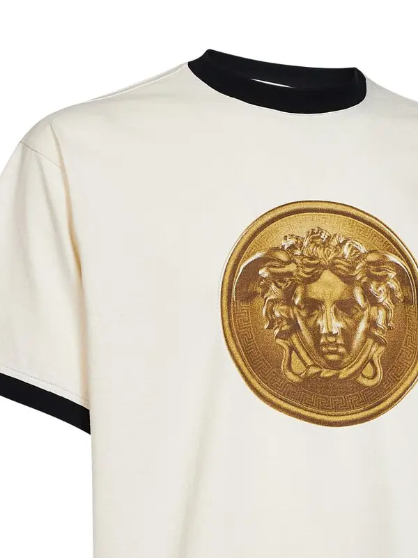 Versace Dirty White Cotton Jersey Printed T-shirt