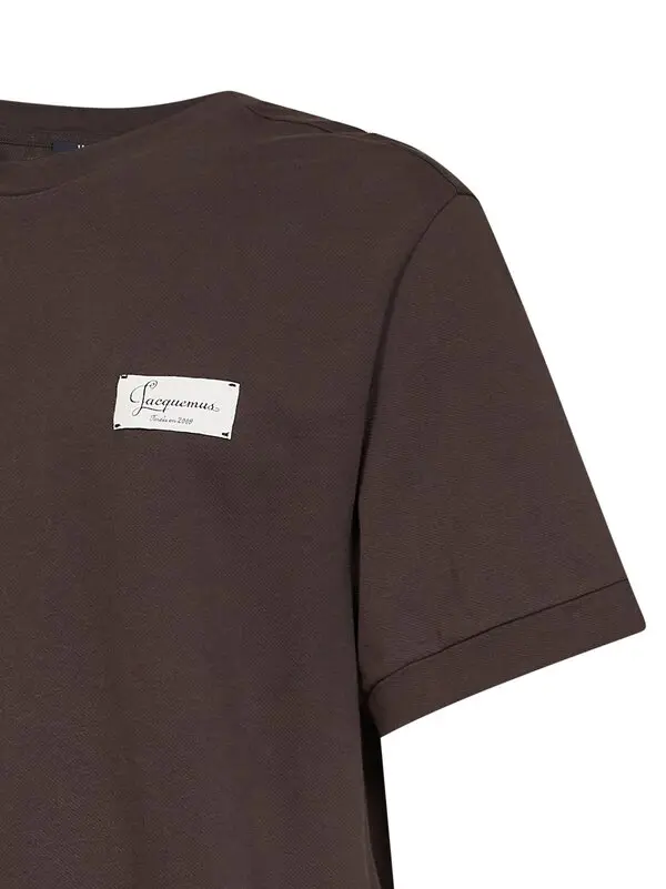 Jacquemus Dark Brown Cotton Piqué The Montaigne T-shirt