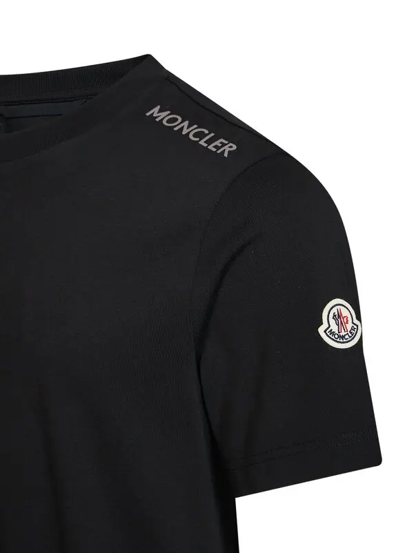 Moncler Black Cotton Jersey Crewneck T-shirt With Logo