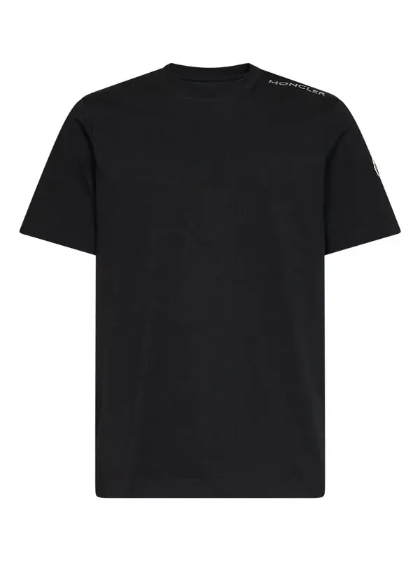 Moncler Black Cotton Jersey Crewneck T-shirt With Logo - Multicolor