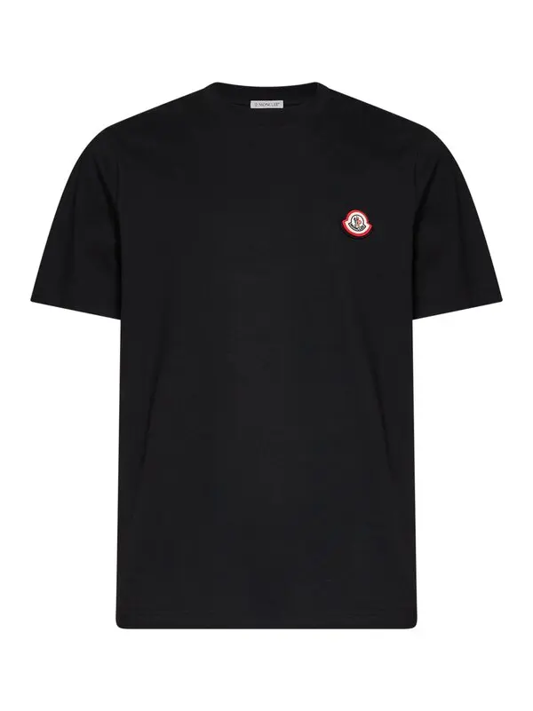 Moncler Black Cotton Jersey T-shirt With Logo - Multicolor