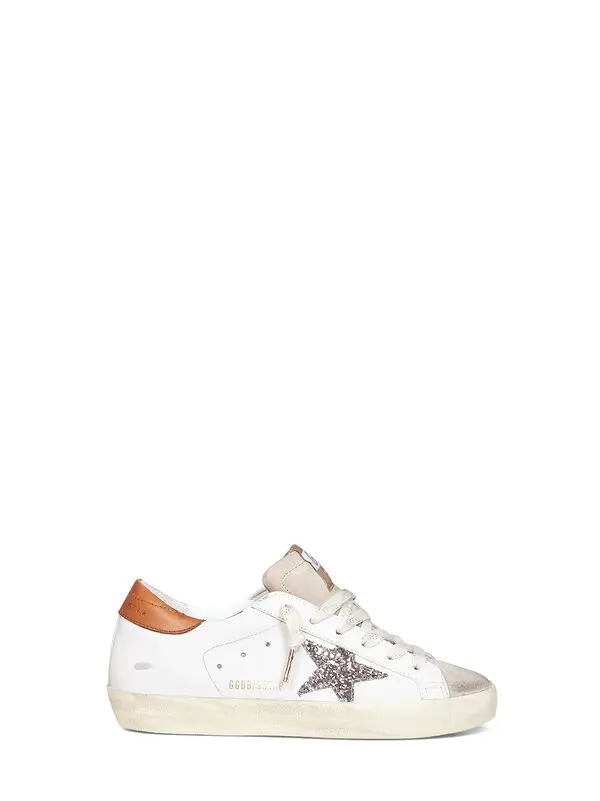 GOLDEN GOOSE White Super-star Sneakers With Glitter Star Detailing - Multicolor
