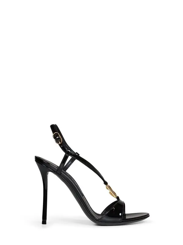Dolce & Gabbana Black Patent Leather Sandals With Dg Logo - Multicolor