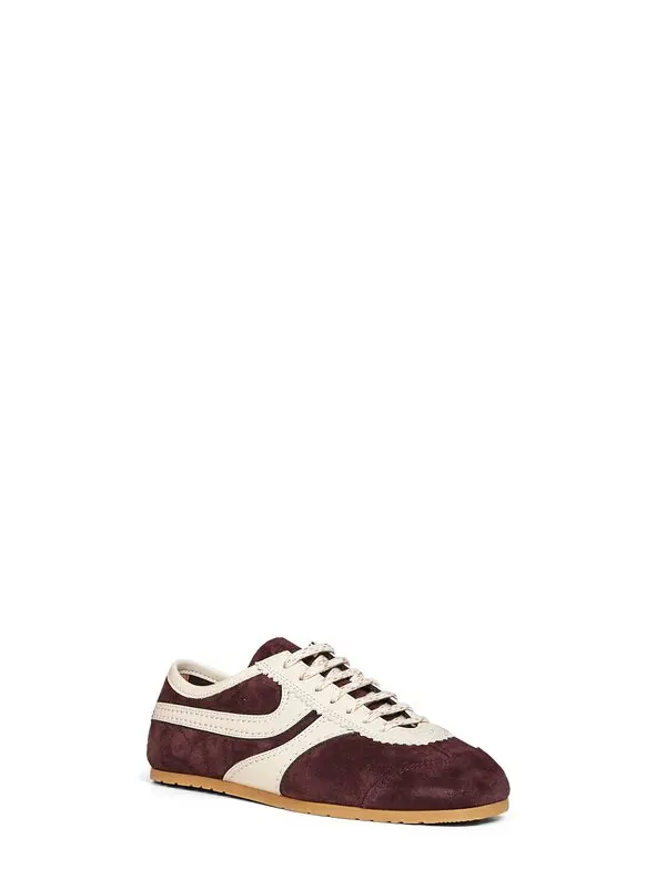 Dries Van Noten Dark Purple Suede Sneakers With Leather Details - Multicolor