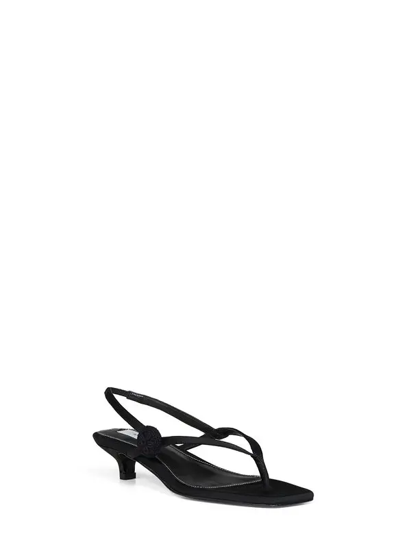 TOTEME Black Satin Flip Flops Slingback Sandals