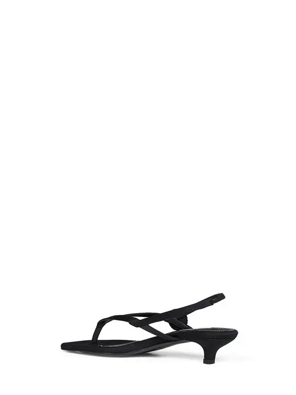 TOTEME Black Satin Flip Flops Slingback Sandals