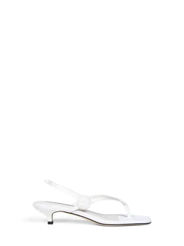 TOTEME Ecru Satin Flip Flops Slingback Sandals