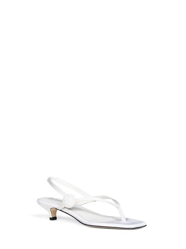 TOTEME Ecru Satin Flip Flops Slingback Sandals